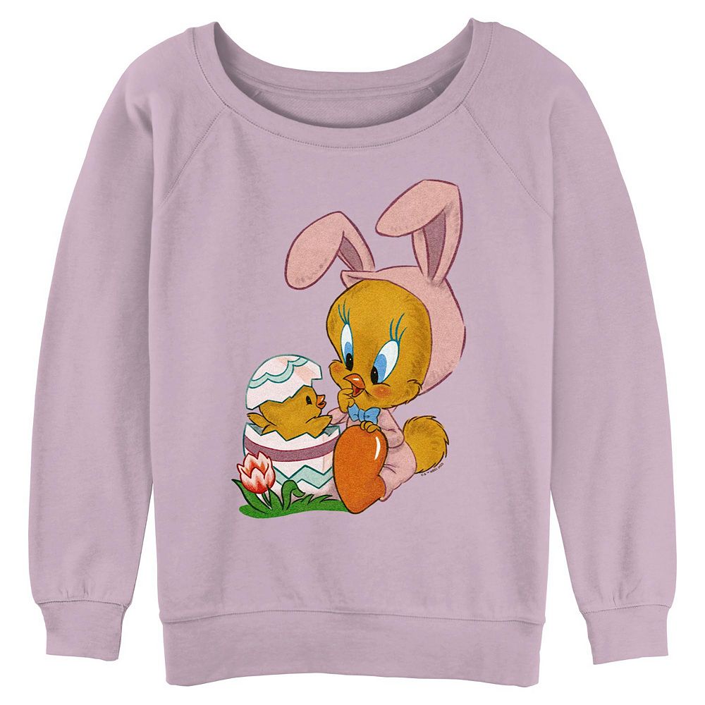 Juniors' Looney Tunes Tweety Bird Easter Bunny And Egg Graphic Pullover
