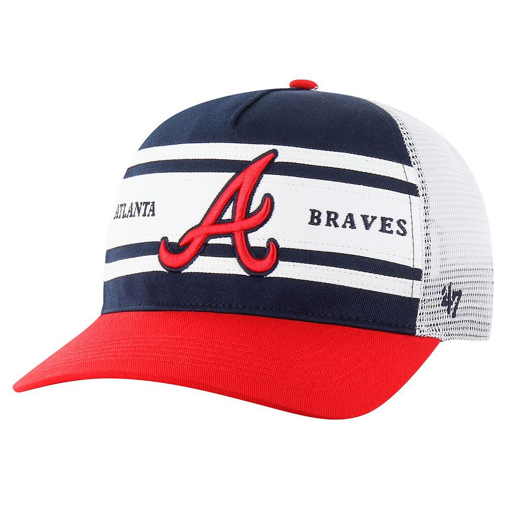 Men's '47 Navy Atlanta Braves Gridiron Super Stripe Relaxed Trucker ...