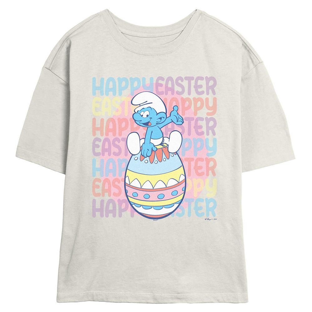 Juniors' Smurfs Happy Easter Skimmer Graphic Tee