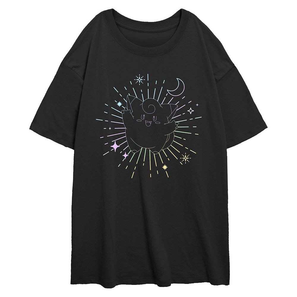 Juniors' Pokemon Clefairy Celestial Oversized Graphic Tee
