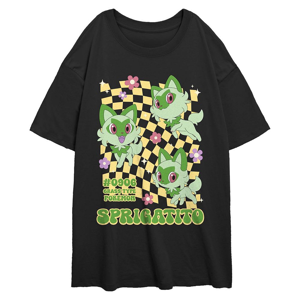 Juniors' Pokemon Sprigatito Grass Type Oversized Graphic Tee