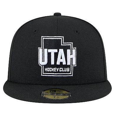Men's New Era Black Utah Hockey Club State Shape 1st Season 59FIFTY ...