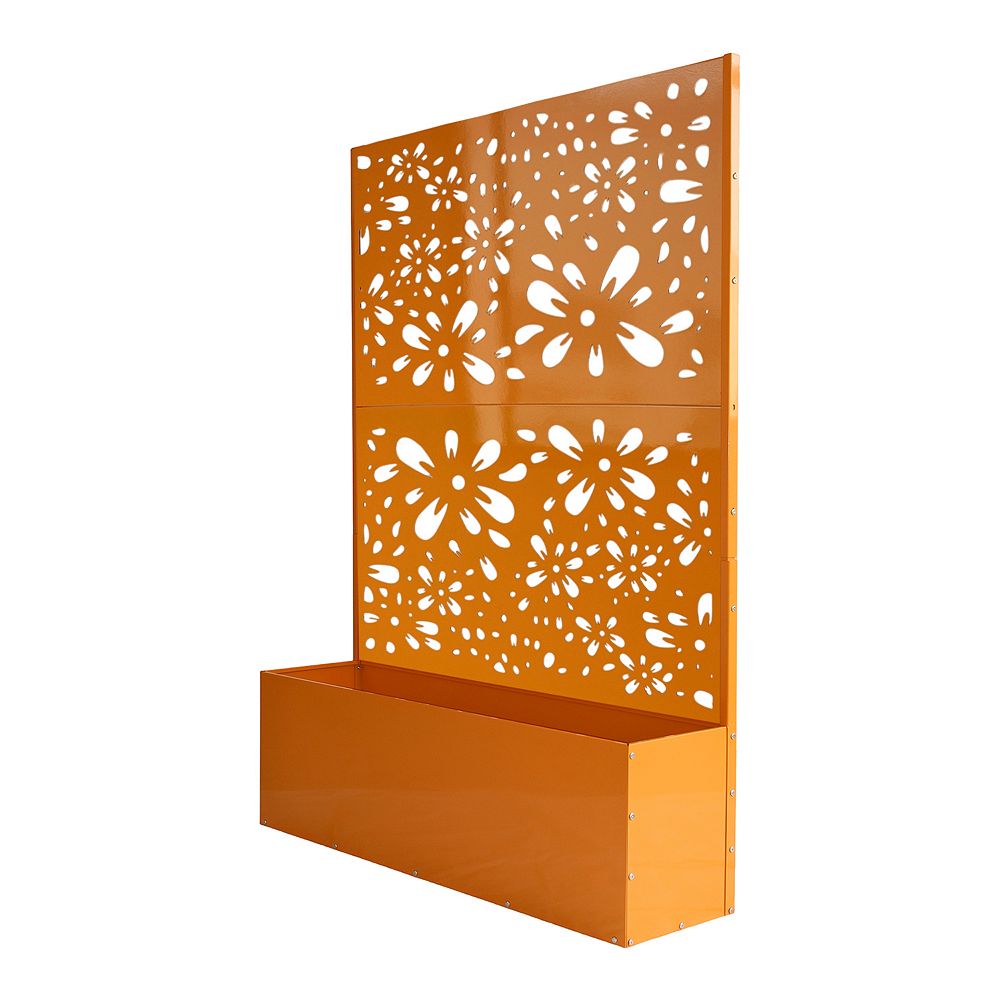 Oakland Living 6 ft. x 4 ft. Orange Freestanding Metal Privacy Screen ...