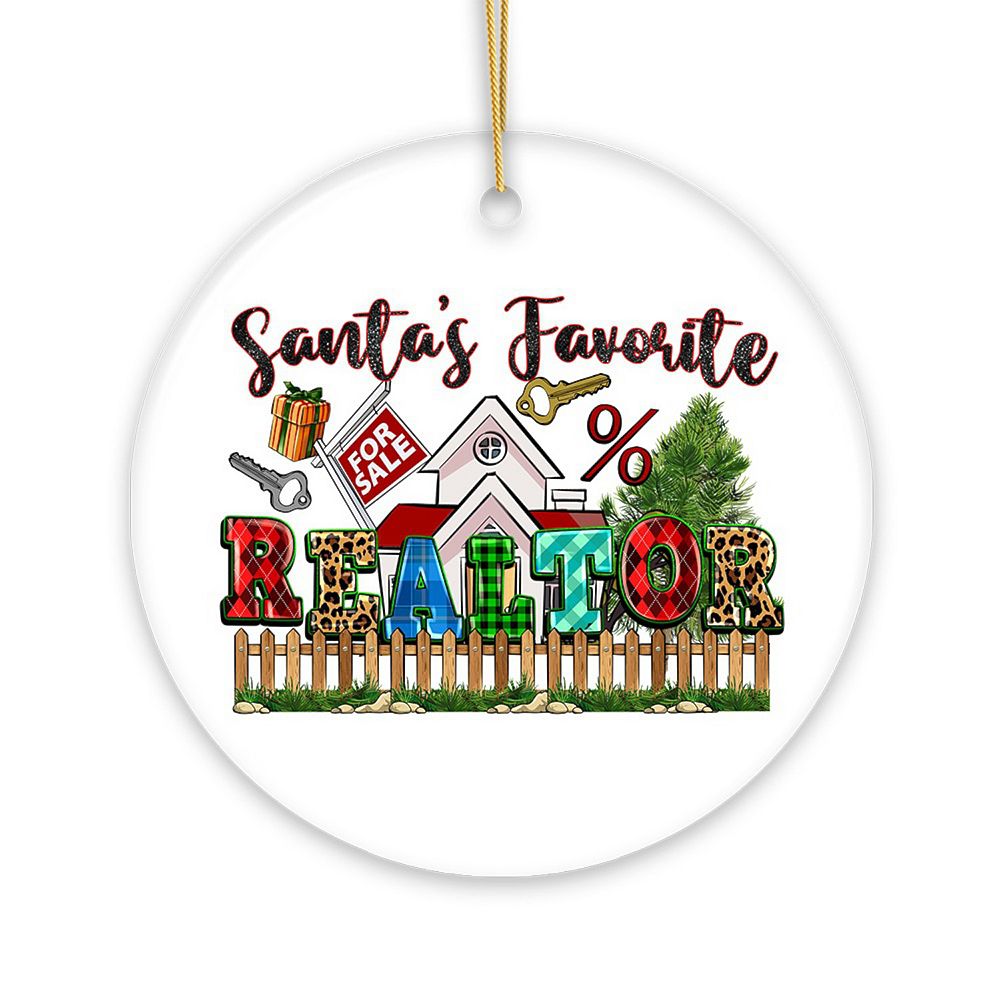 Santa’s Favorite Realtor Christmas Ornament, Real Estate Agent Gift
