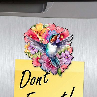 Hummingbirds Decorative Wooden Magnets Set of 6 by G. Debrekht