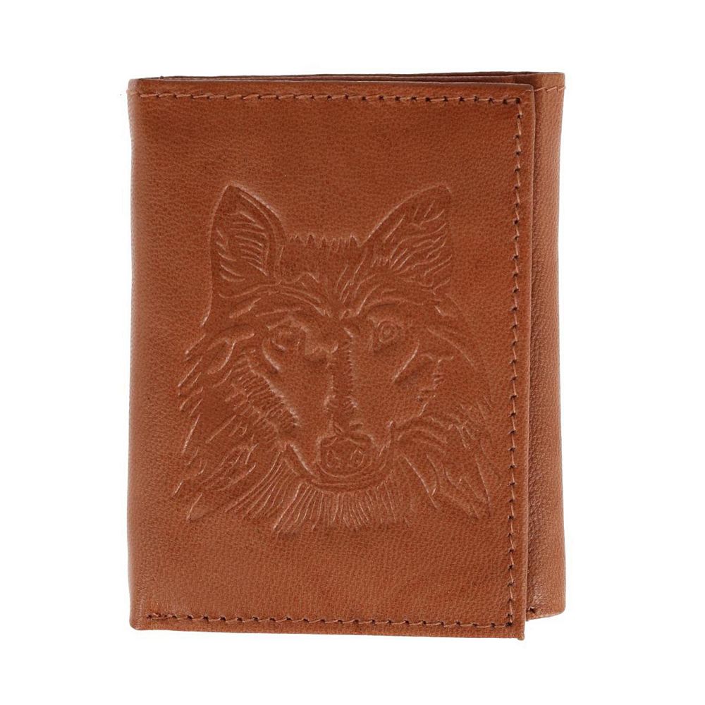 CTM Men's RFID Wolf Embossed Trifold Wallet