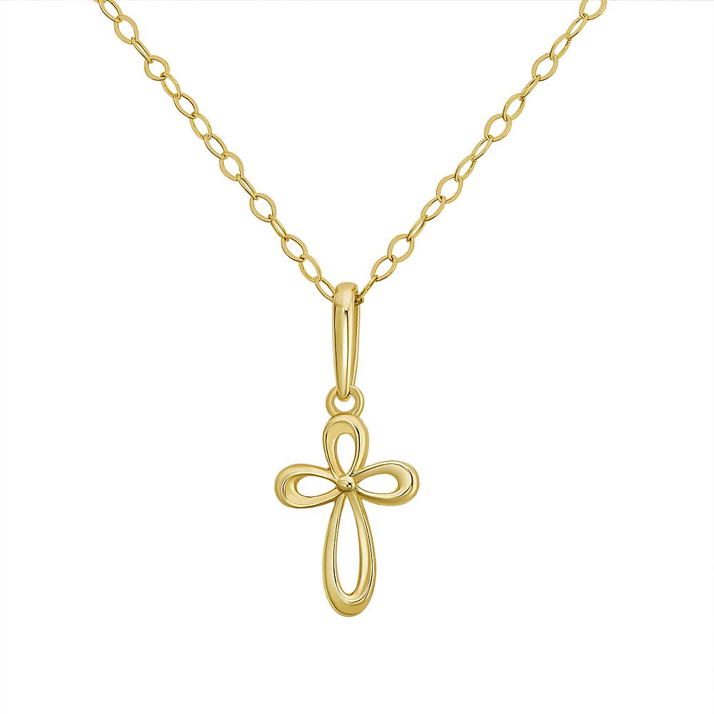 Charming Girl 10k Gold Open Cross Pendant Necklace