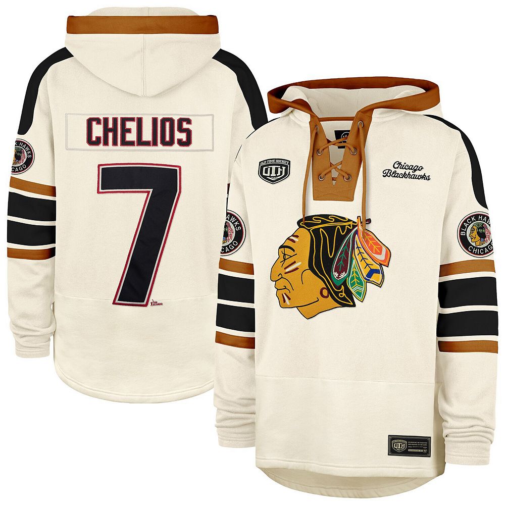 Men's '47 Chris Chelios Cream Chicago Blackhawks Blue Line Heritage ...