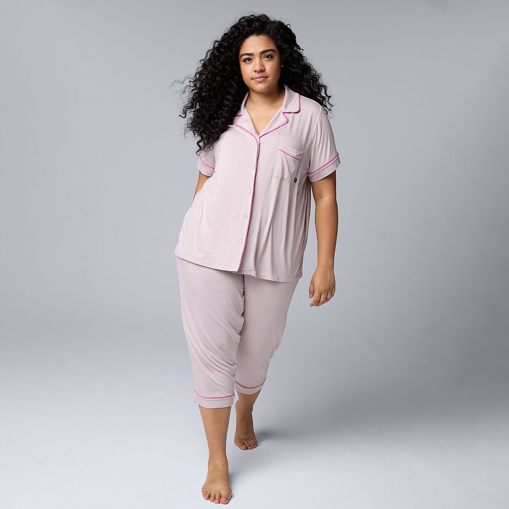 Plus Size Simply Vera Vera Wang Basic Luxury Pajama Shirt & Pajama ...