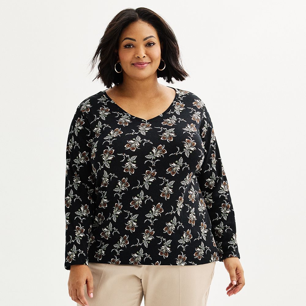 Plus Size Croft & Barrow® Essential V-Neck Top