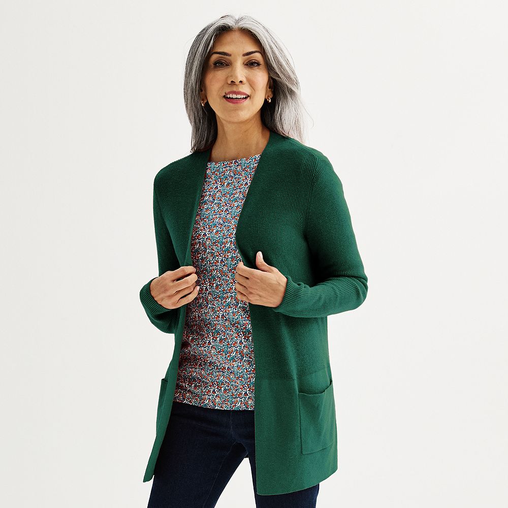 Women's Croft & Barrow® Classic Ribbed Open-Front Cardigan