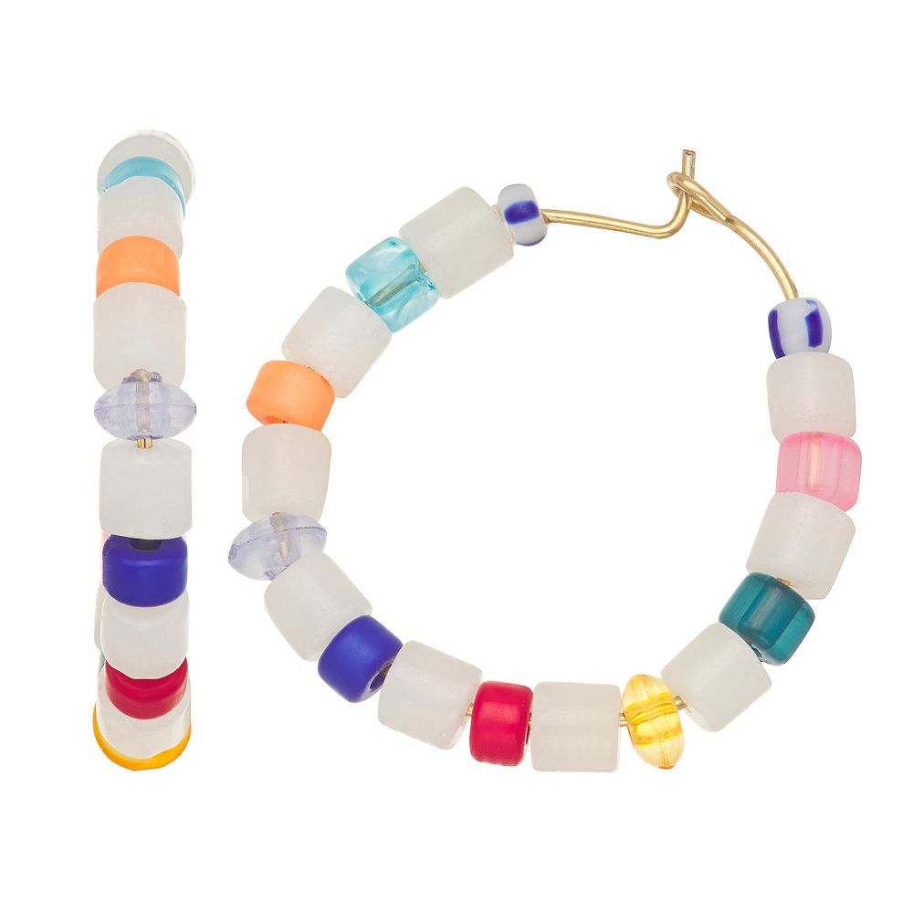 Emberly Beaded Multicolor Hoop Earrings