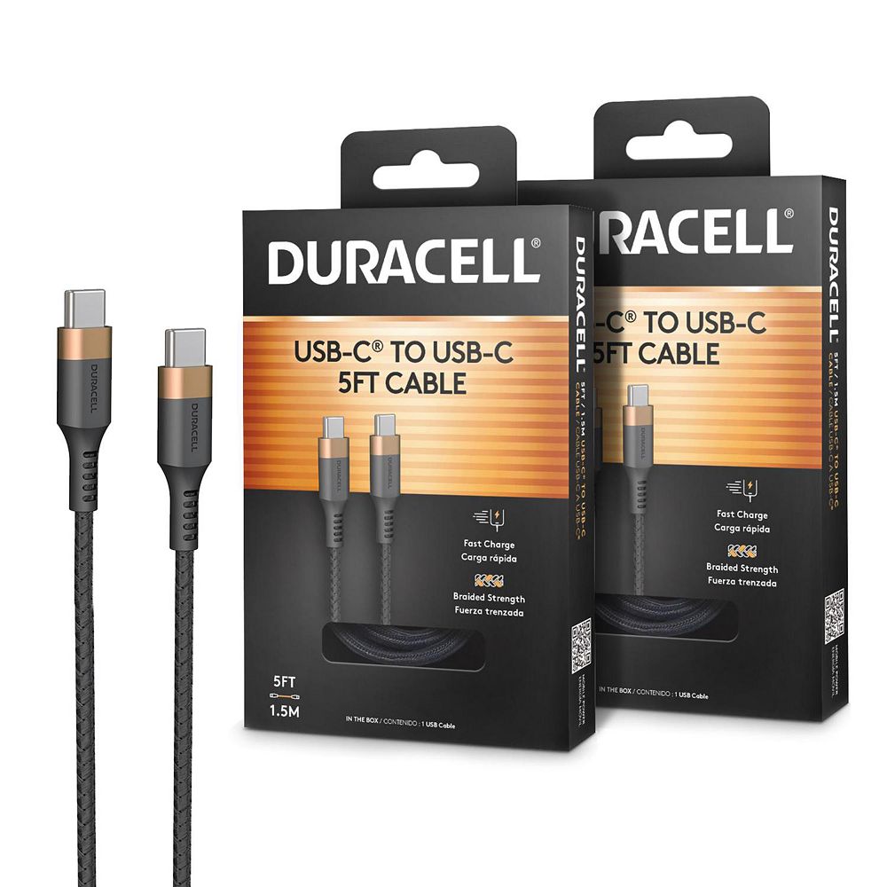 Duracell 2 pack USB-C to USB-C 5 ft. Cable Set