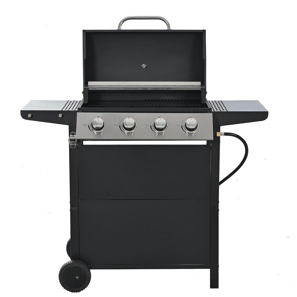 4 Burner Stainless Steel Propane Gas Grill with lid grill 2 brackets 2 ...