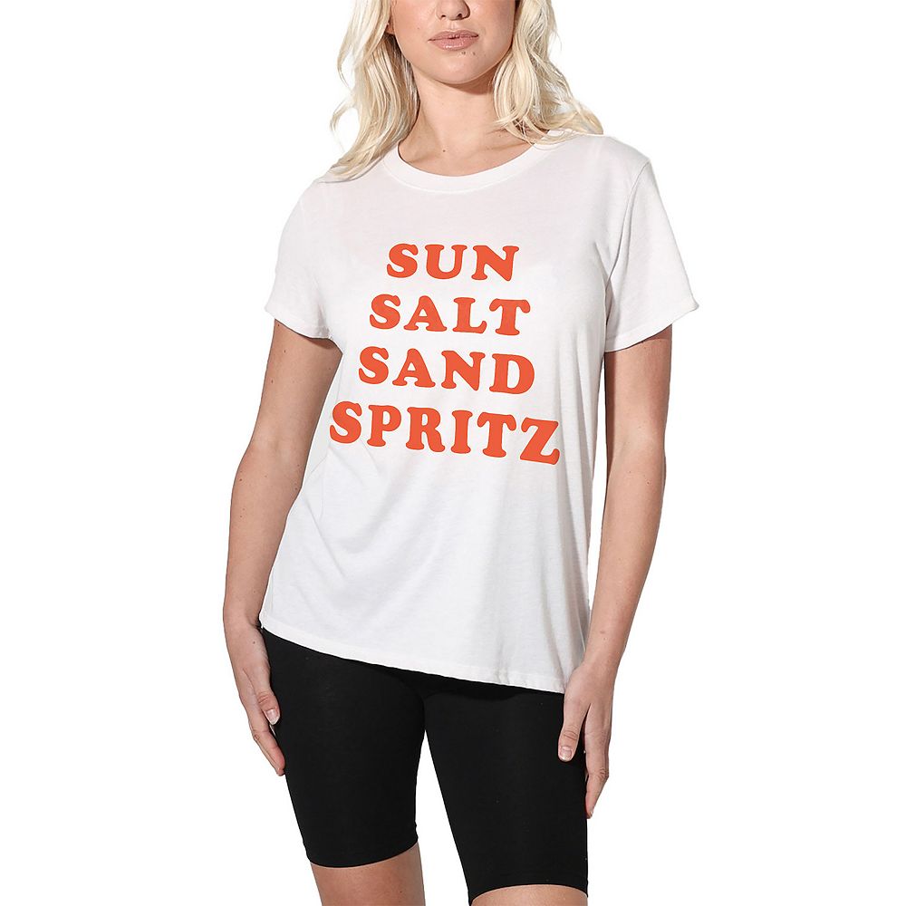 Juniors' Suburban Riot Sun Salt Sand And Spritz Loose Graphic Tee