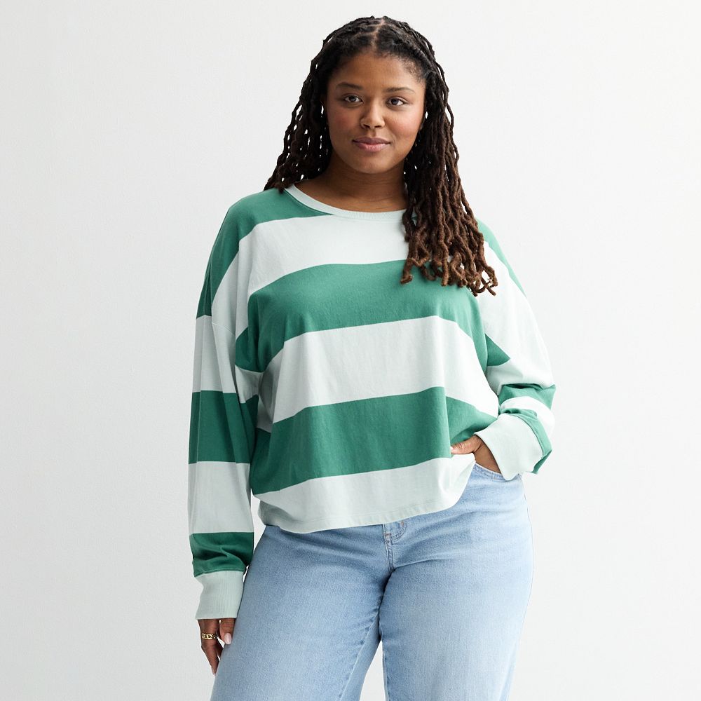 Juniors' Plus Size SO® Boxy Crop Long Sleeve Top