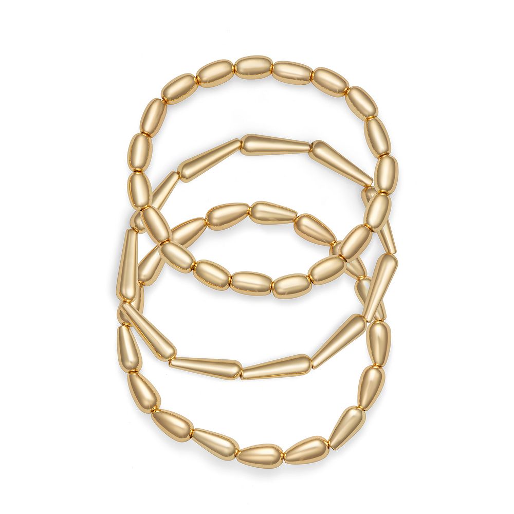 Nine West Gold Tone 3-Row Teardrop Stretch Bracelets