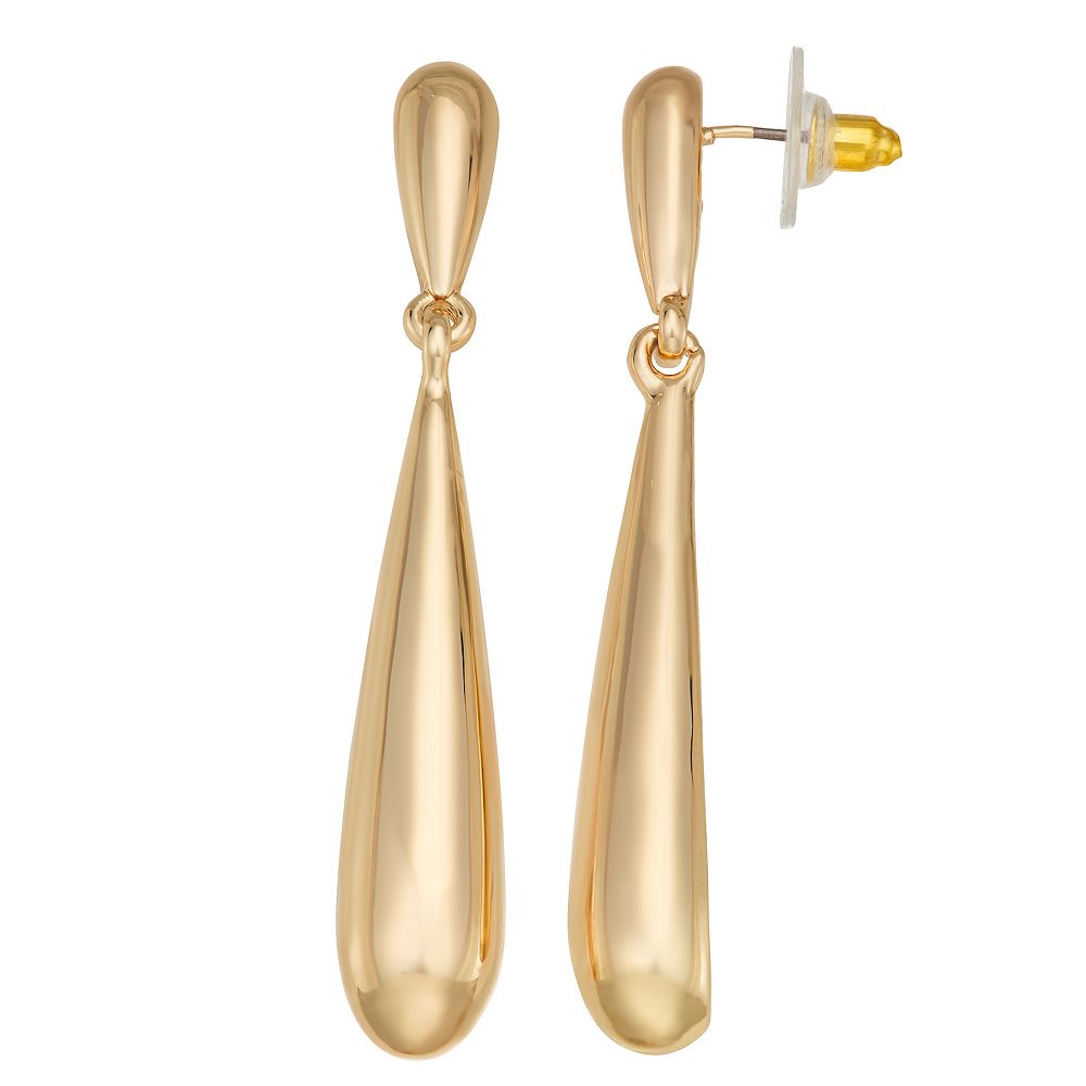Nine West Gold Tone Teardrop Double Drop Post Earrings
