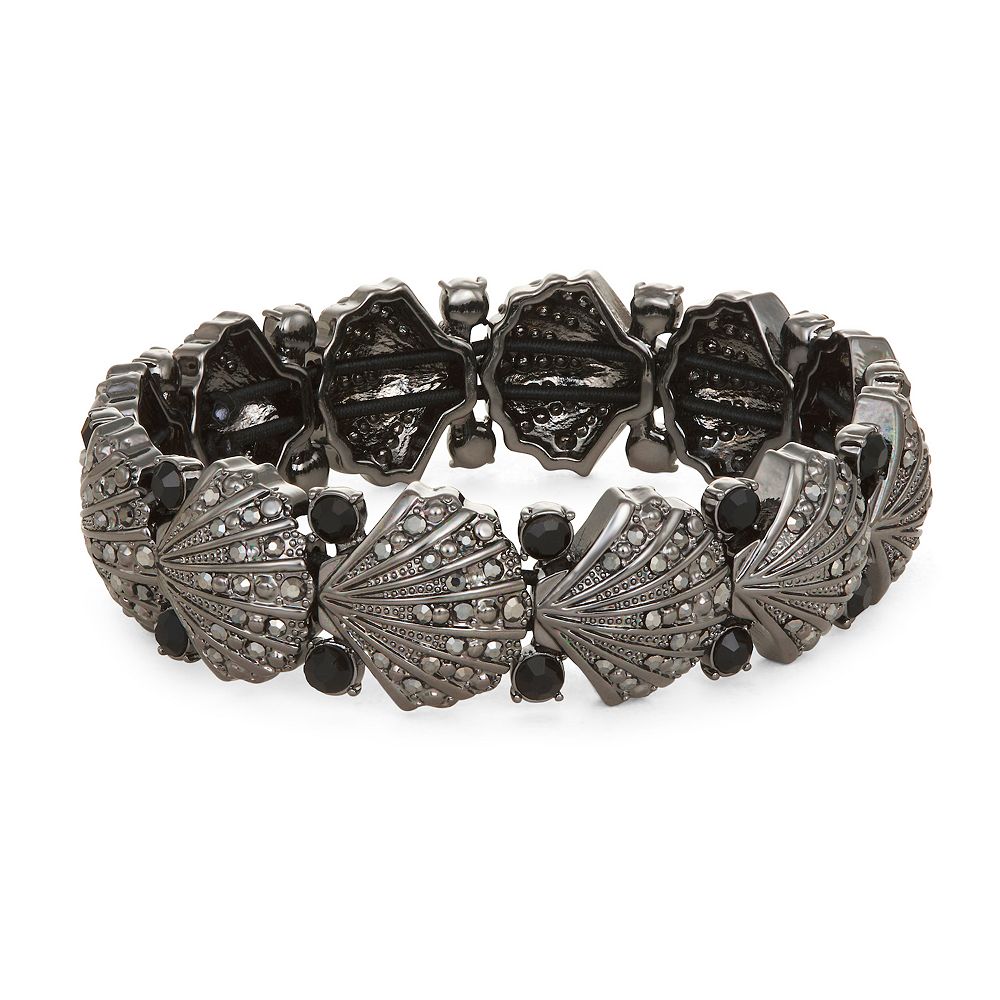 Simply Vera Vera Wang Black Tone Simulated Crystal Seashell Stretch Bracelet