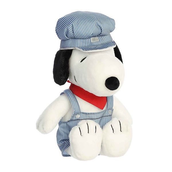 Aurora Large White Peanuts 14" Train Engineer Snoopy Adorable Stuffed ...