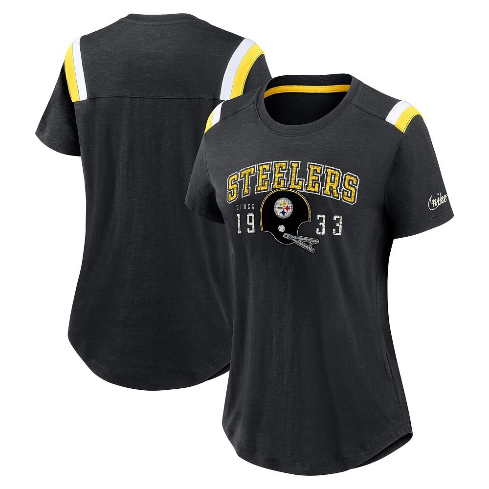 Women's Nike Heather Black Pittsburgh Steelers Historic Slub Fashion T ...