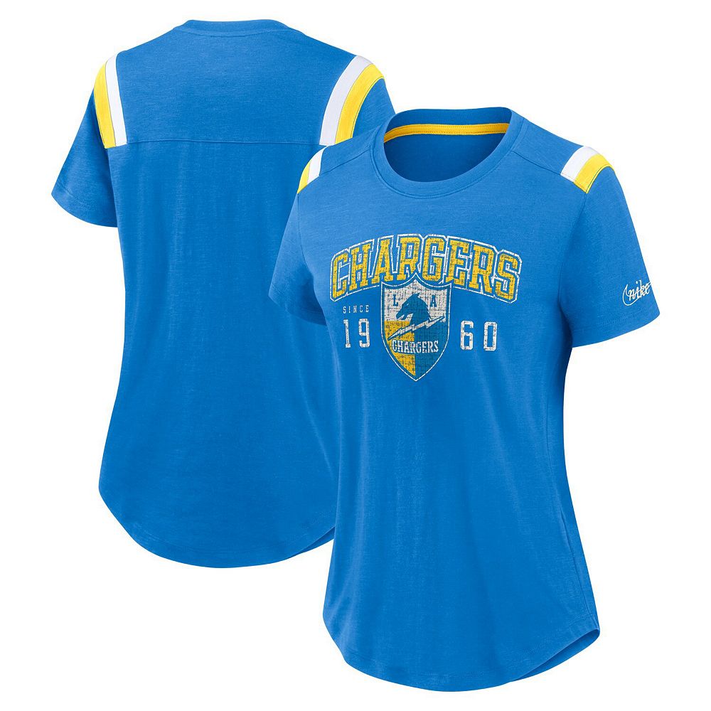 Women's Nike Heather Blue Los Angeles Chargers Historic Slub Fashion T ...