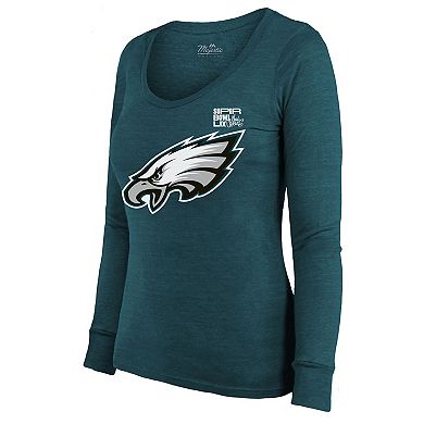 Women's Majestic Threads Saquon Barkley Midnight Green Philadelphia Eagles Super Bowl LIX Player ...