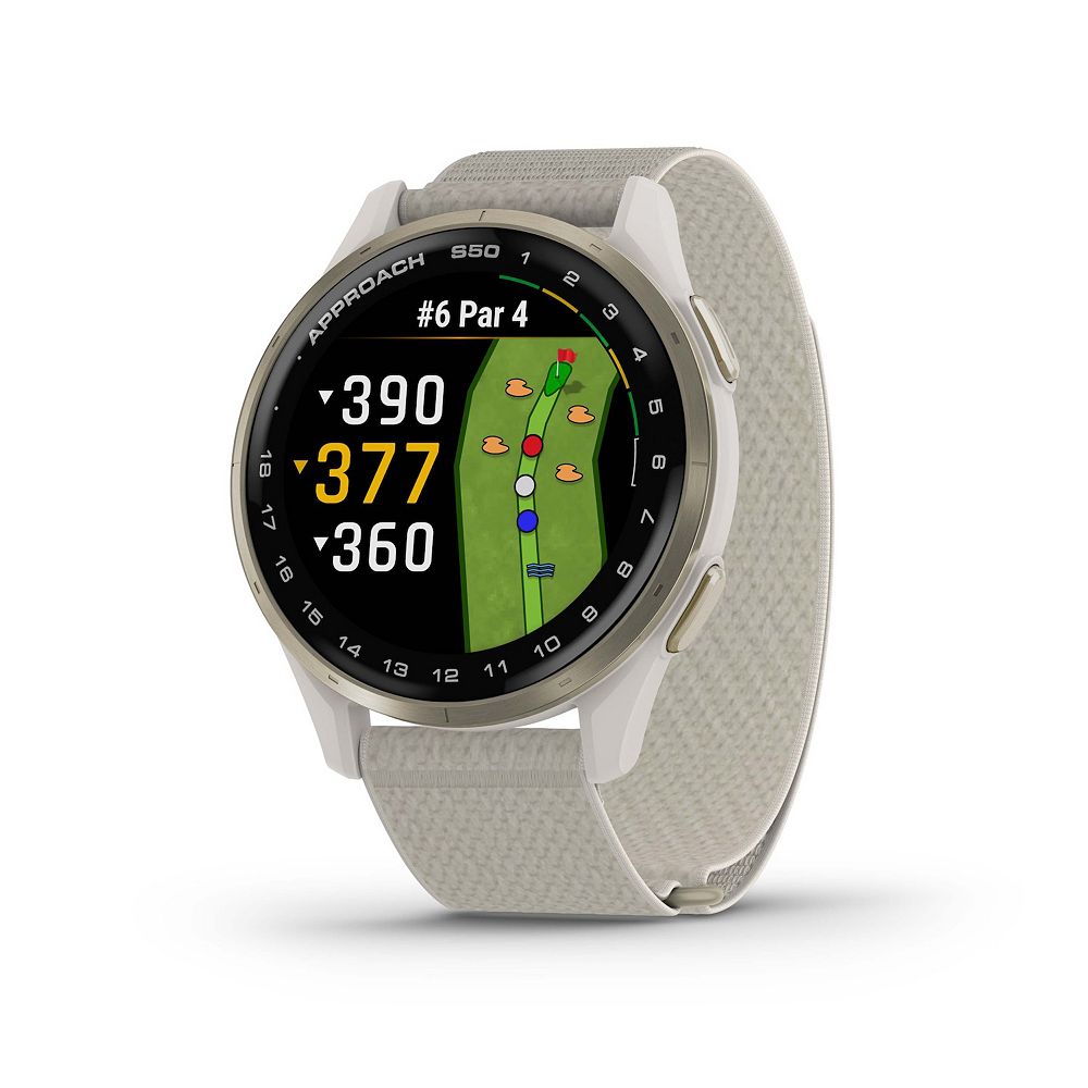 Garmin Approach S50 Cream Gold Aluminum Bezel Golf Smartwatch
