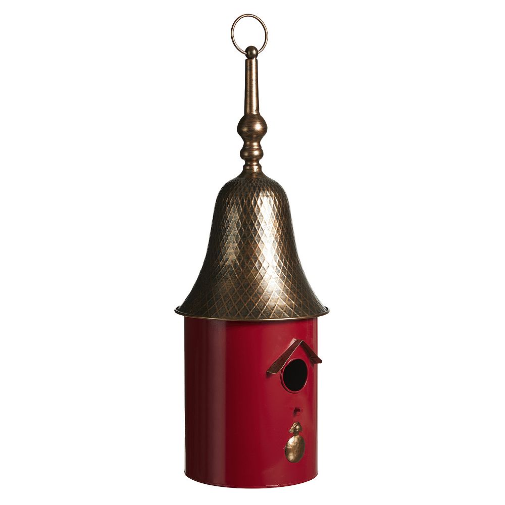Glitzhome 24"H Metal Retro Bell Roof Decorative Outdoor Garden Birdhouse