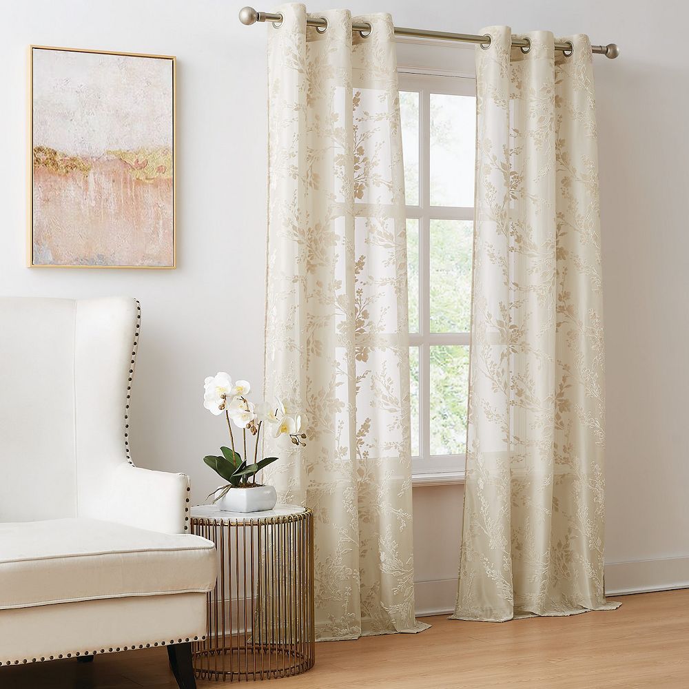 5th Avenue Lux Lark Burn Out Sheer 2 Window Curtain Panels