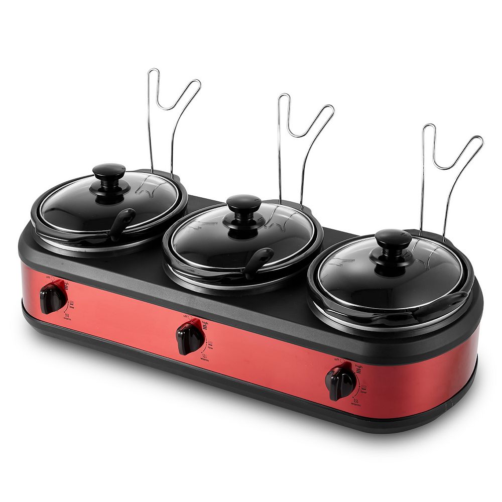 Elite Cuisine 7.5-Qt. Capacity Triple Slow Cooker Buffet