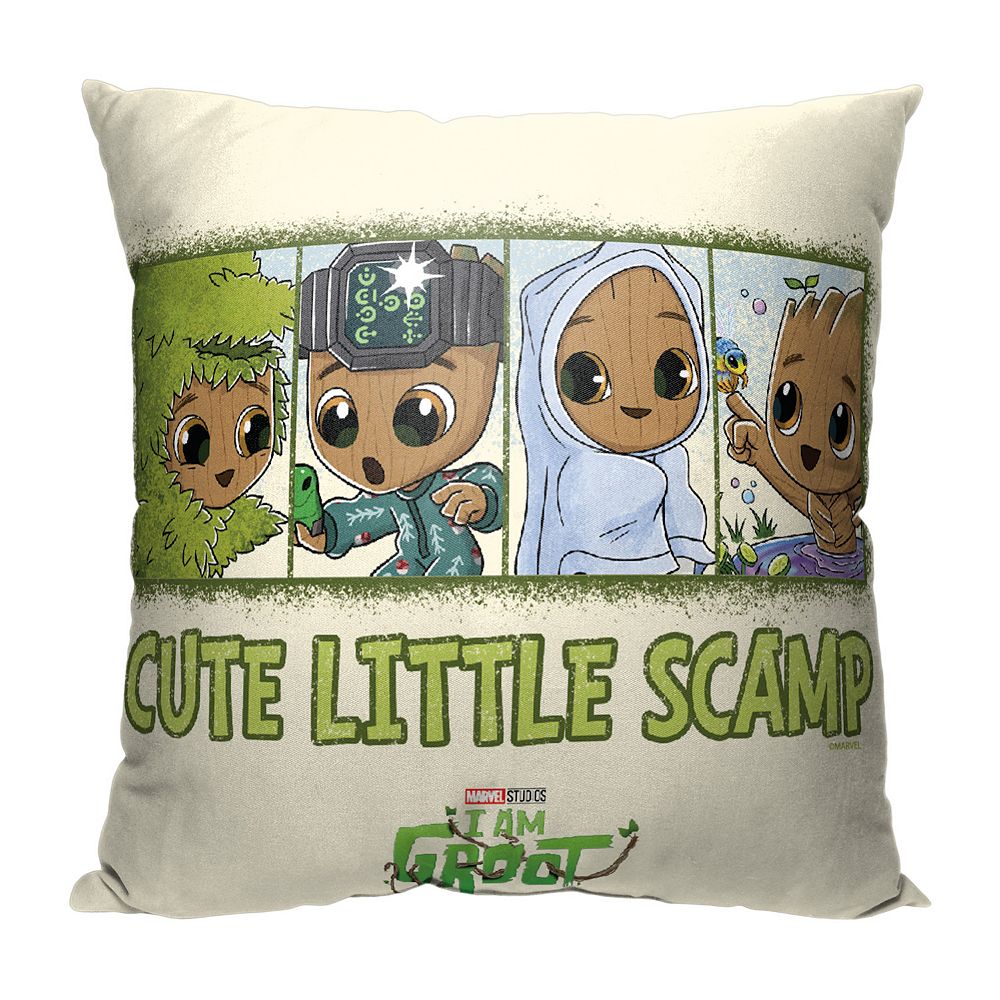 Marvel I Am Groot Cute Little Scamp Printed Throw Pillow