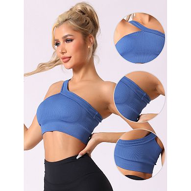 Women's Off-Shoulder Ribbed Workout Bras Fitness Comfort Lingerie