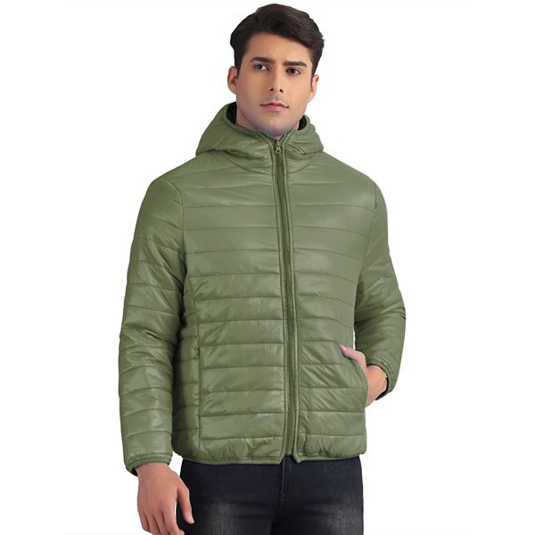 Hooded Puffer Jackets for Men's Winter Zipper Lightweight Down Jacket ...