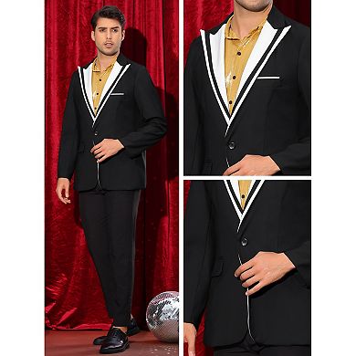 Formal Sport Coats for Men's Business Color Block Peak Lapel Prom Blazers