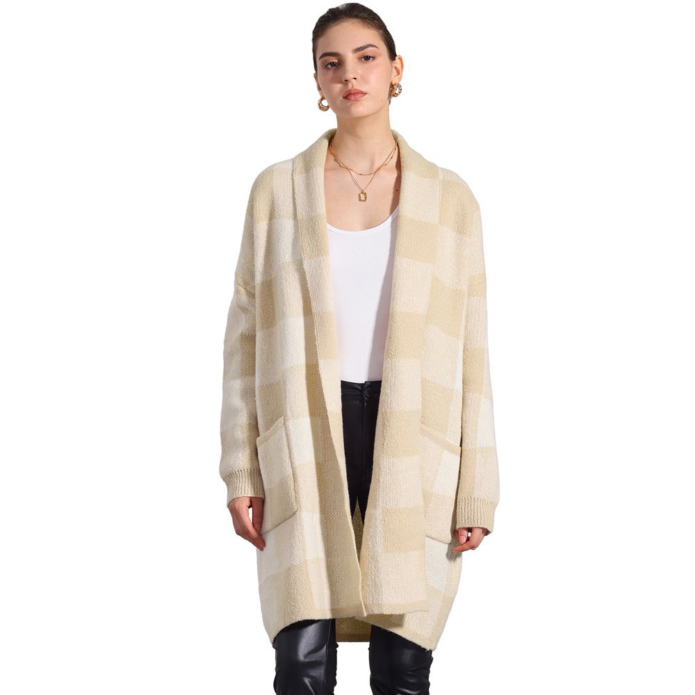Women's Winter Plaid Cardigan Long Sleeve Open Front Outwear Casual ...