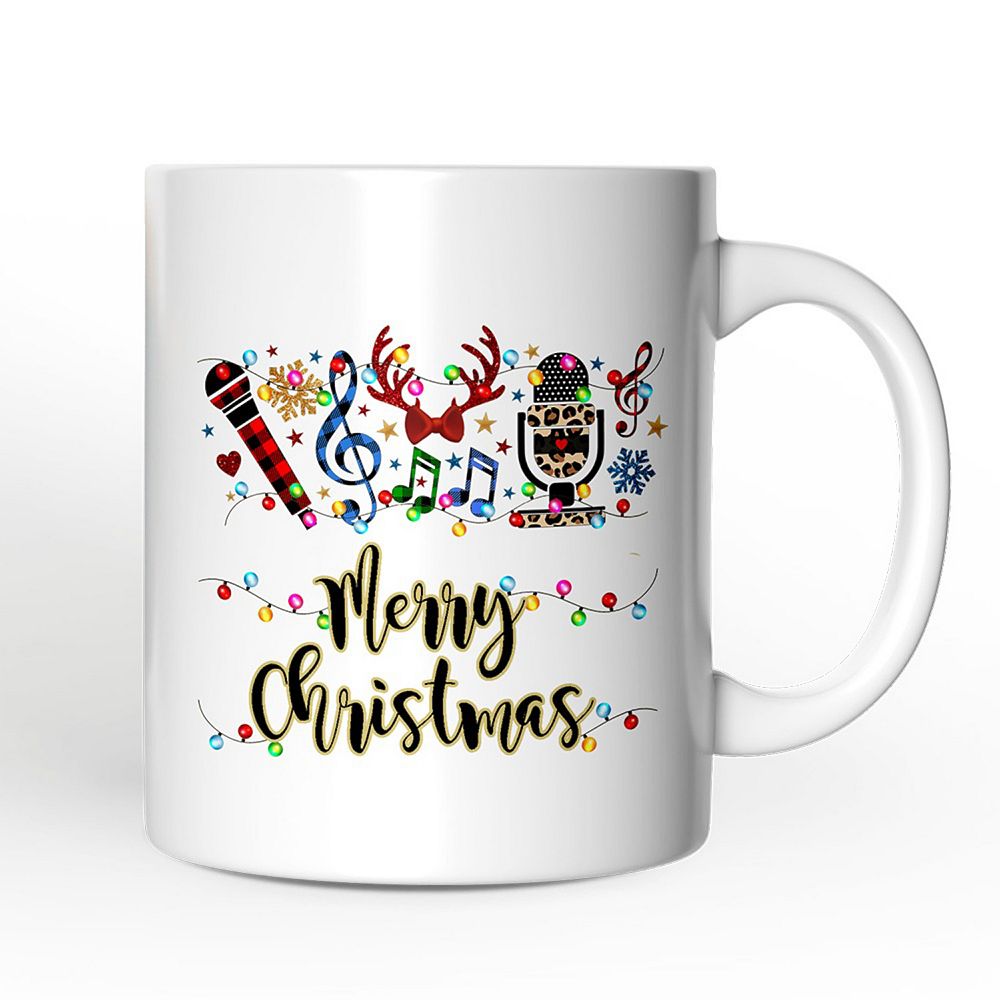 Singers Buffalo Plaid Christmas Mug, Microphone Gift