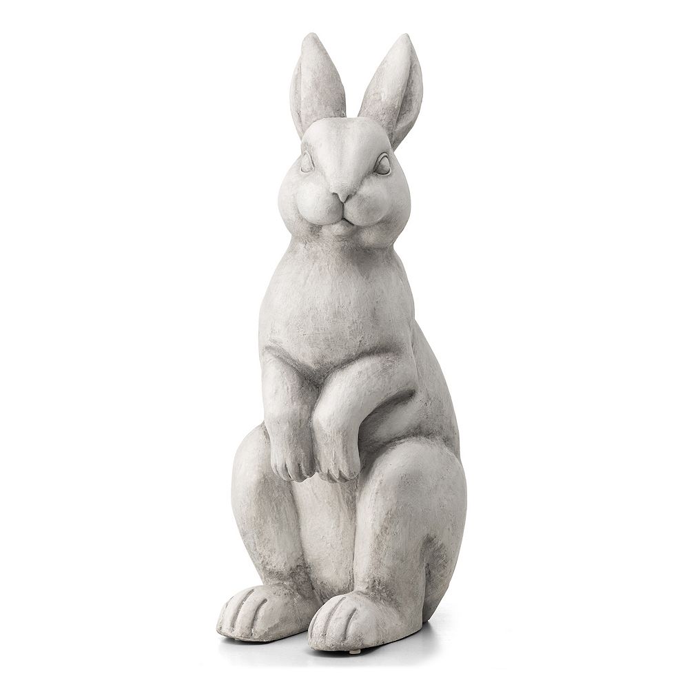Glitzhome Vivid Sculptural Design MGO White Standing Rabbit Statue