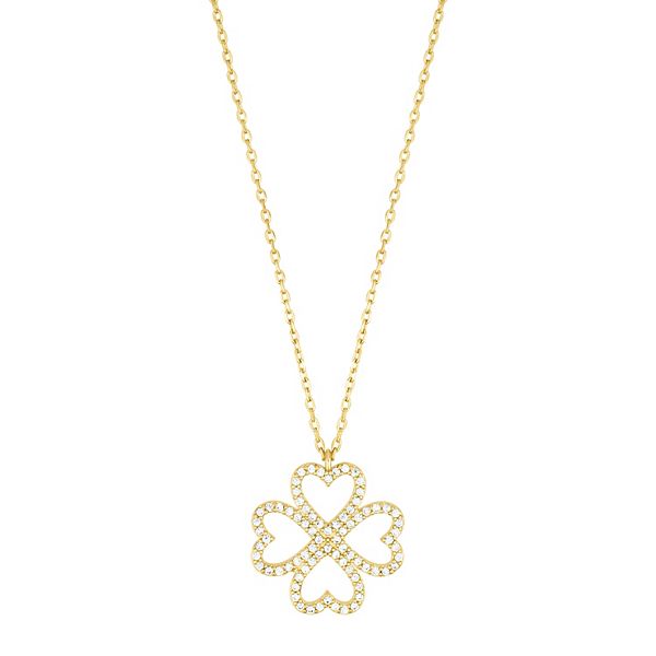 Adornia Heart Cubic Zirconia Pave Clover Pendant Necklace