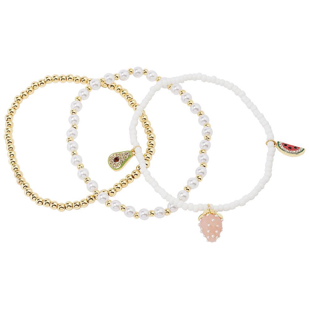 LC Lauren Conrad 3-Piece Gold Tone & Simulated Pearl Beaded Fruit Charm ...