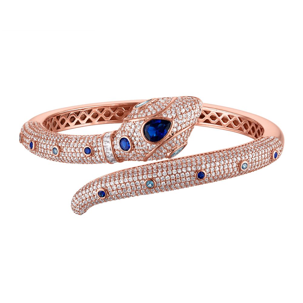 Ivy Sharpe 14k Rose Gold Plated Cubic Zirconia Snake Bangle Bracelet