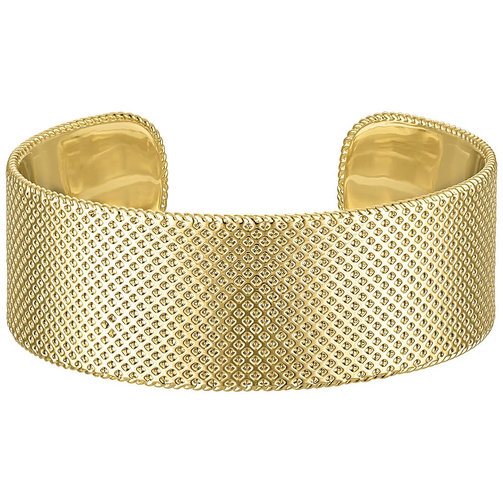 Ivy Sharpe 14k Gold Plated Textured Bangle Bracelet