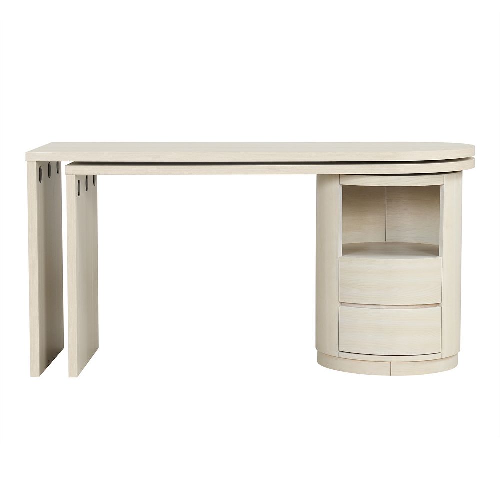 Merax 59" Modern L Shaped Desk, 360° Wood Rotating Desk,Executive ...