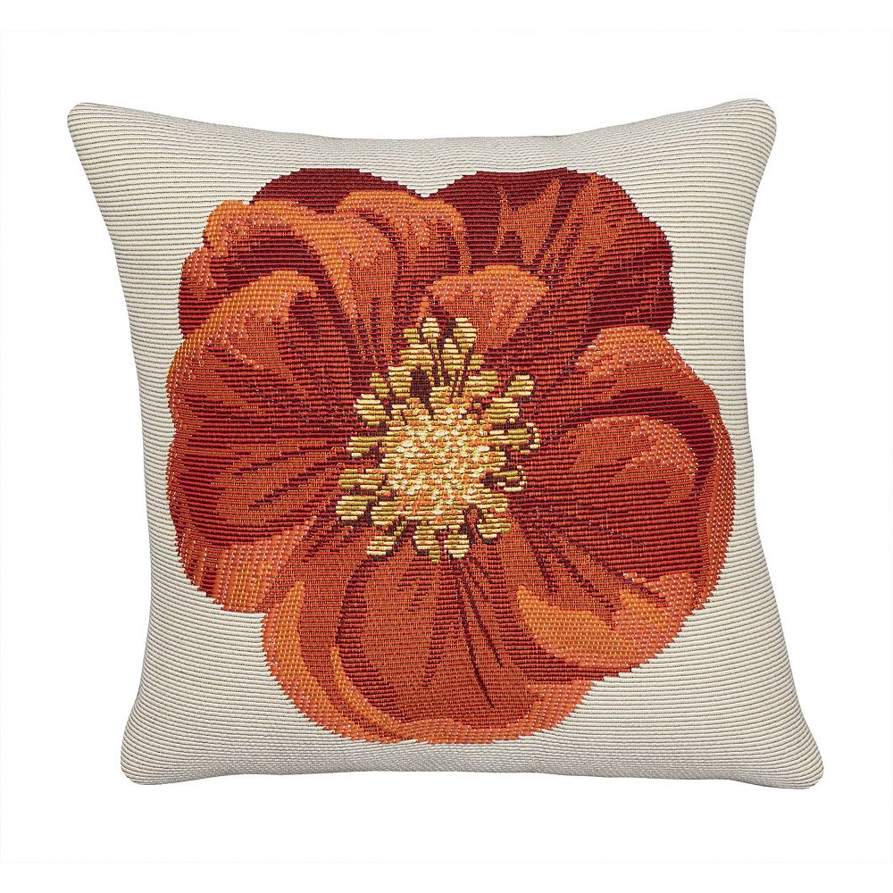 Liora Manne Marina Red Flower Indoor/Outdoor Throw Pillow