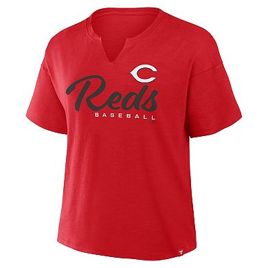 Women's Fanatics Red Cincinnati Reds Fan Fave Stadium Slub Boxy T-Shirt