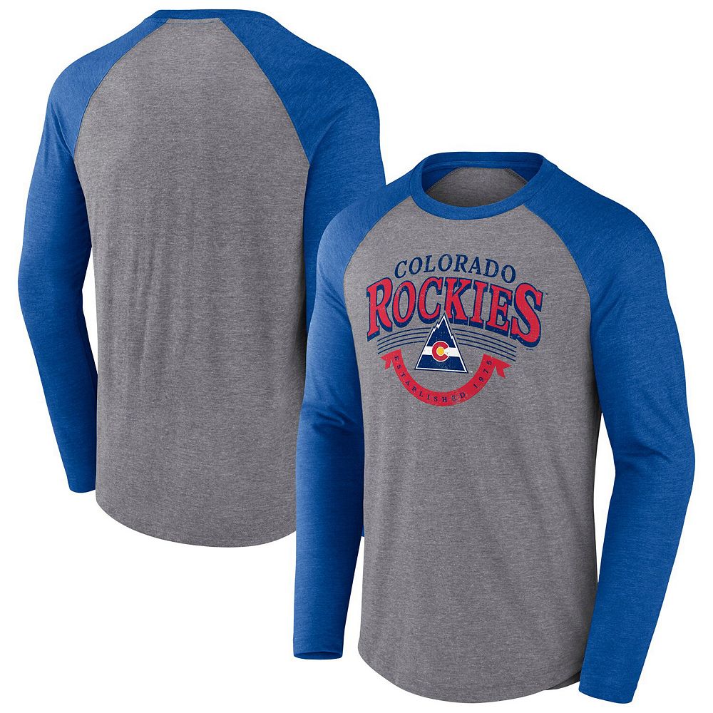 Men's Fanatics Heather Gray/Heather Blue CO Rockies Vintage Hockey Goal ...