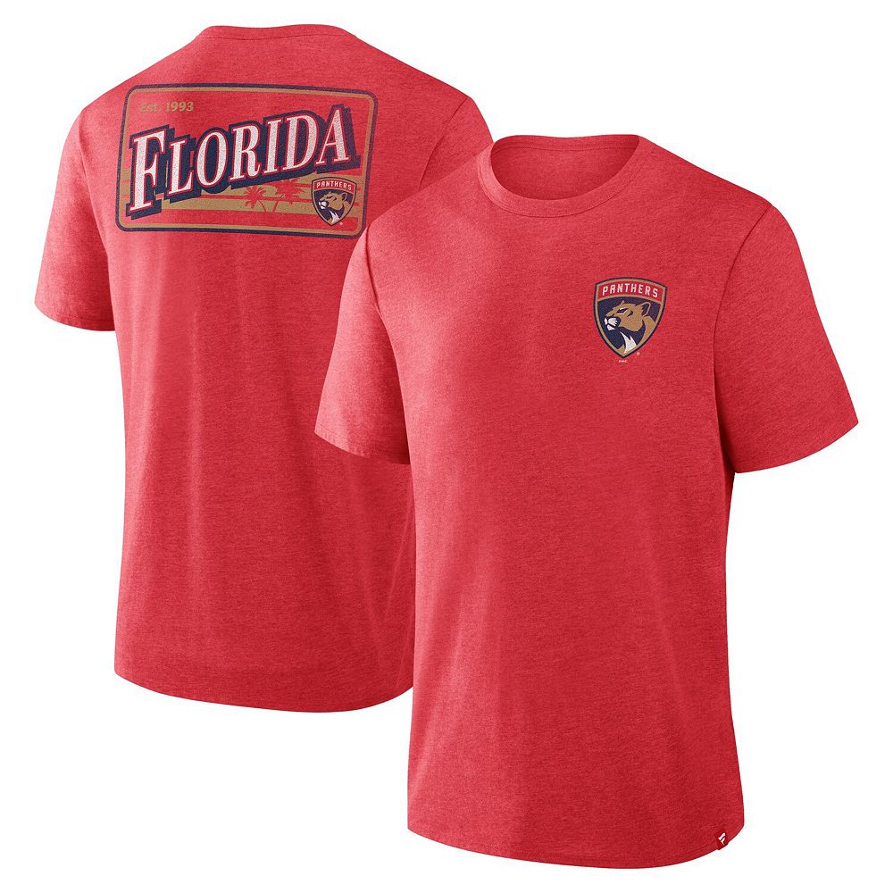 Men's Fanatics Heather Red Florida Panthers Fan Lanes Tri-Blend T-Shirt