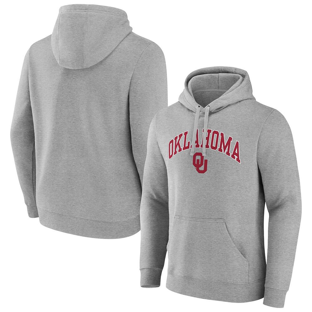 Men's Fanatics Gray Oklahoma Sooners Arched Logo Fleece Pullover Hoodie