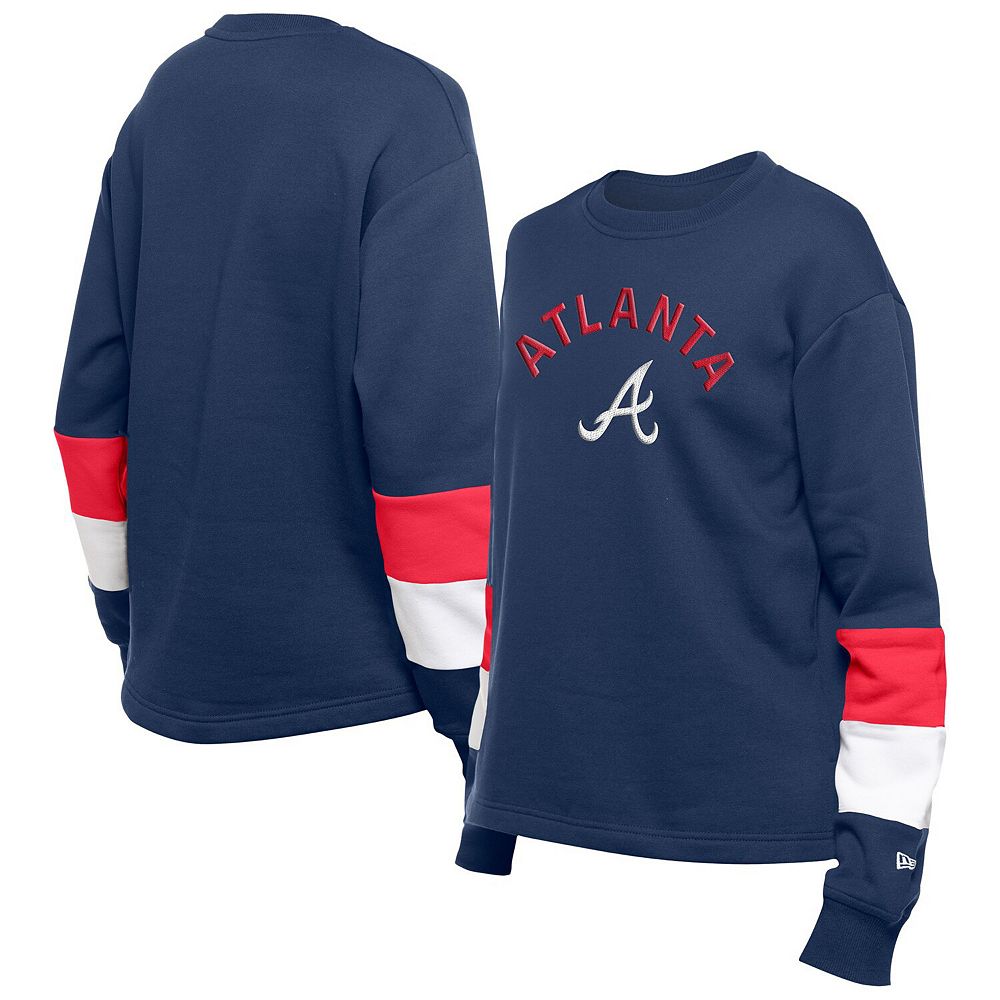 Women's New Era Navy Atlanta Braves Game Day Color Pullover Sweatshirt