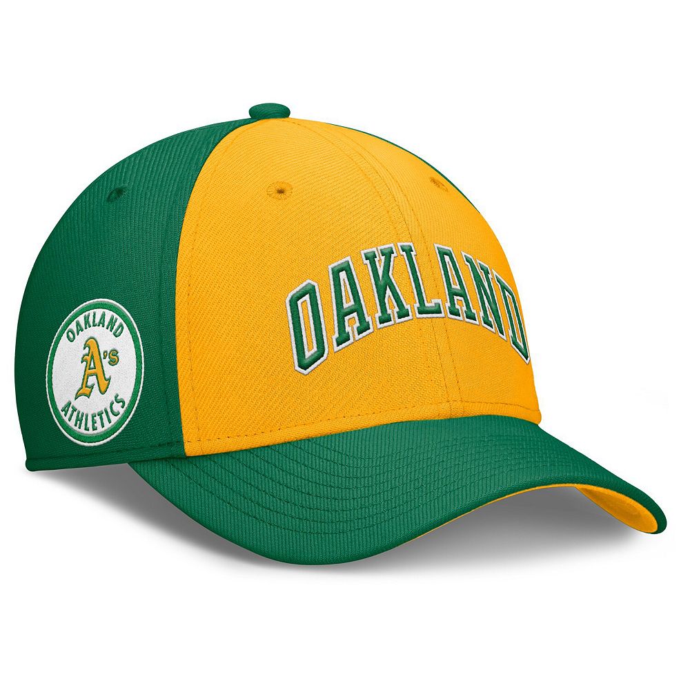 Men's Nike Green/Gold Oakland Athletics Rise Swoosh Performance Flex Hat